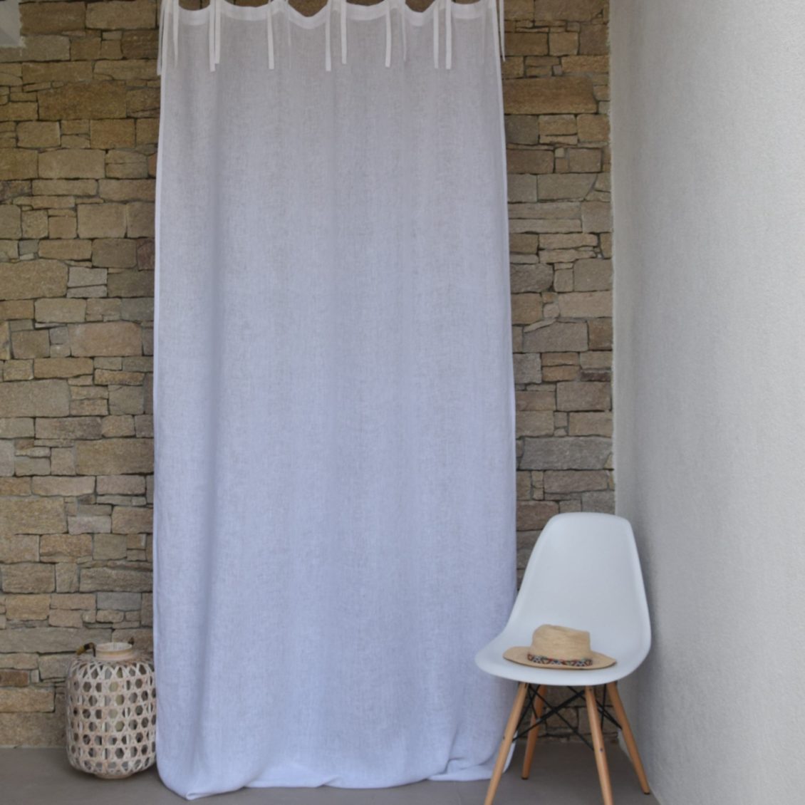 Rideau voile de lin blanc Modèle NANTES - Le Monde de Rose